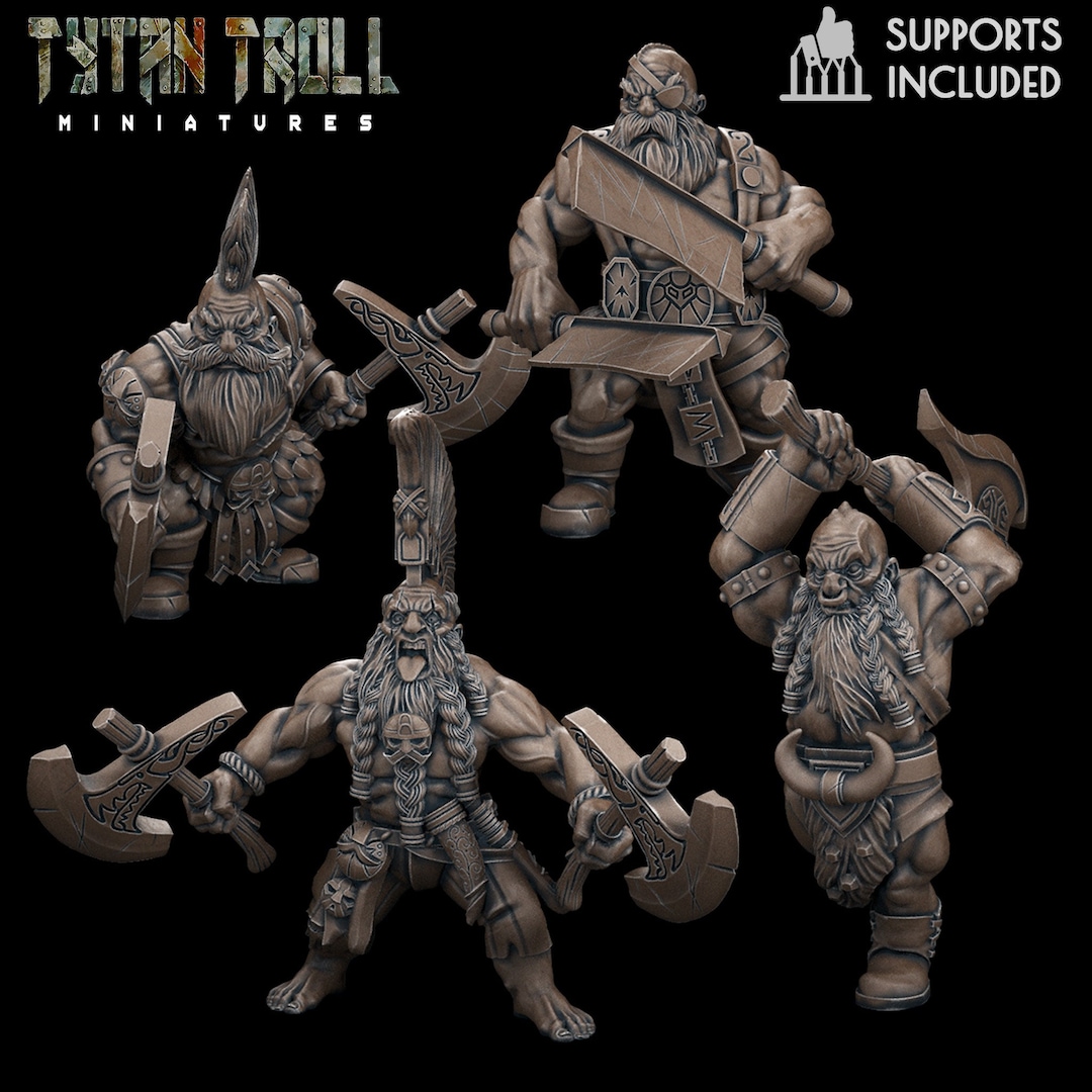 28/32mm, Dwarf Axemen Bundle Deal, Medium Miniatures, Tytantroll ...