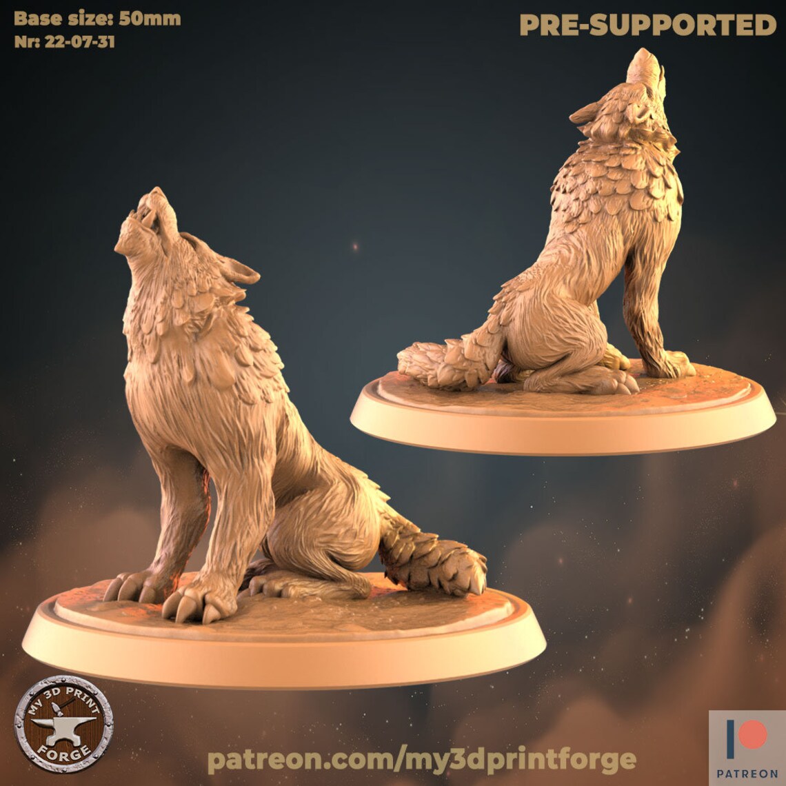 Giant Wolf Miniature | 28mm-32mm | Resin 3D Printed Wolf Beast | D&D ...