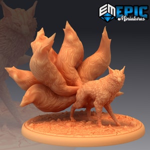 Nine Tailed Fox Miniature | 28mm-32mm | Resin 3D Printed Kitsune | D&D ...