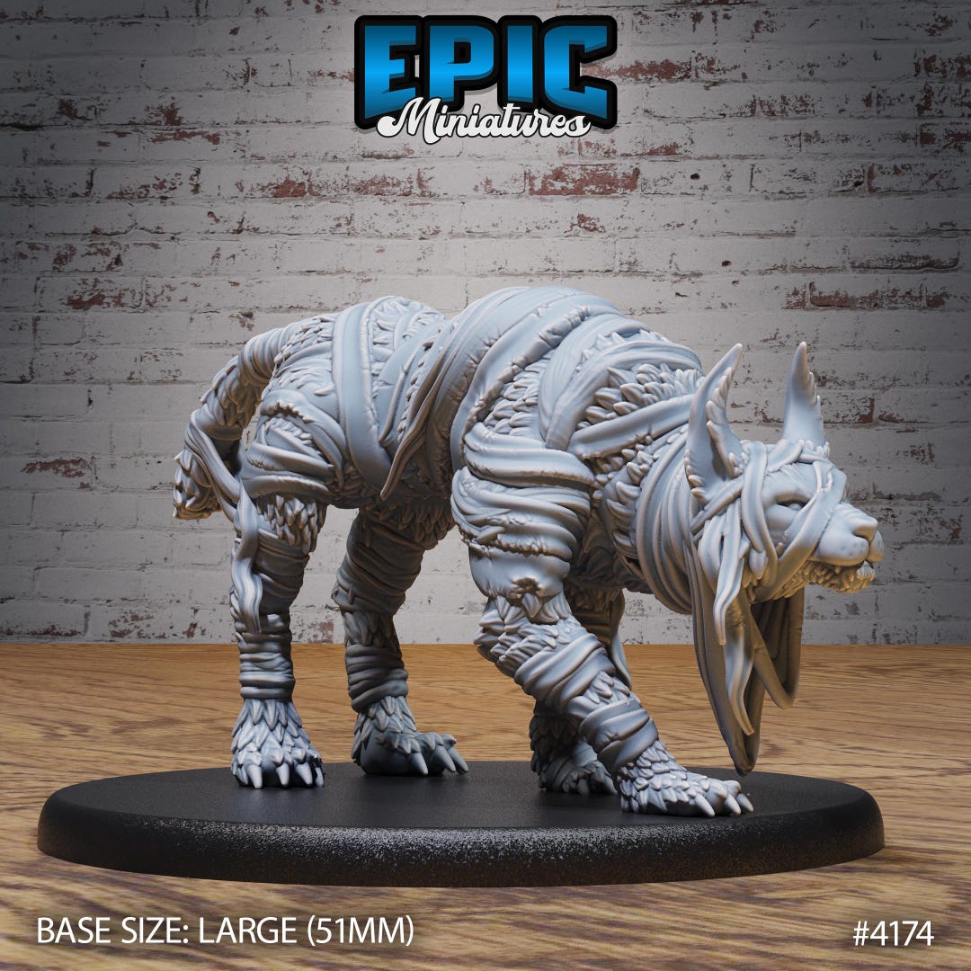 Lynx Mummy Miniature | 28mm Scale Undead Feline Creature for Dnd ...