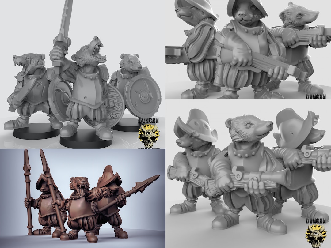 D0001-D0012 Badger-folk Bundle Set, Badger Army, Badgerfolk, Badger ...