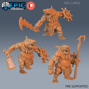 Shark-folk Tribe Miniature Set | 28mm-32mm | 3D Printed Resin Sharkfolk ...