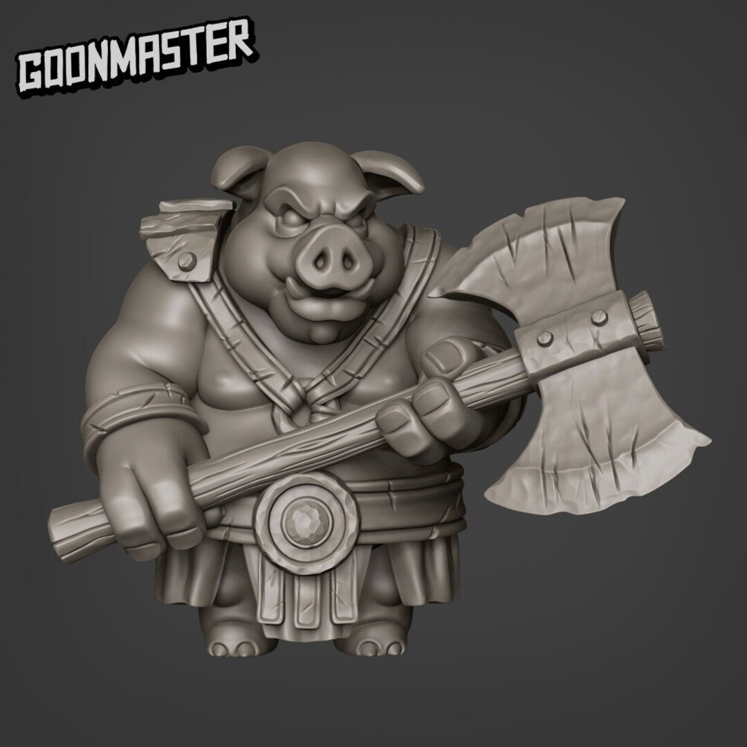 Pigfolk Barbarian Miniature, RPG, D&D, Goon Master (32mm) - Etsy
