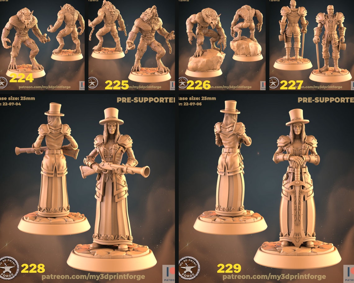 Werewolf Steampunk Miniature | 28mm-32mm | Resin 3D Printed Lycanthrope ...