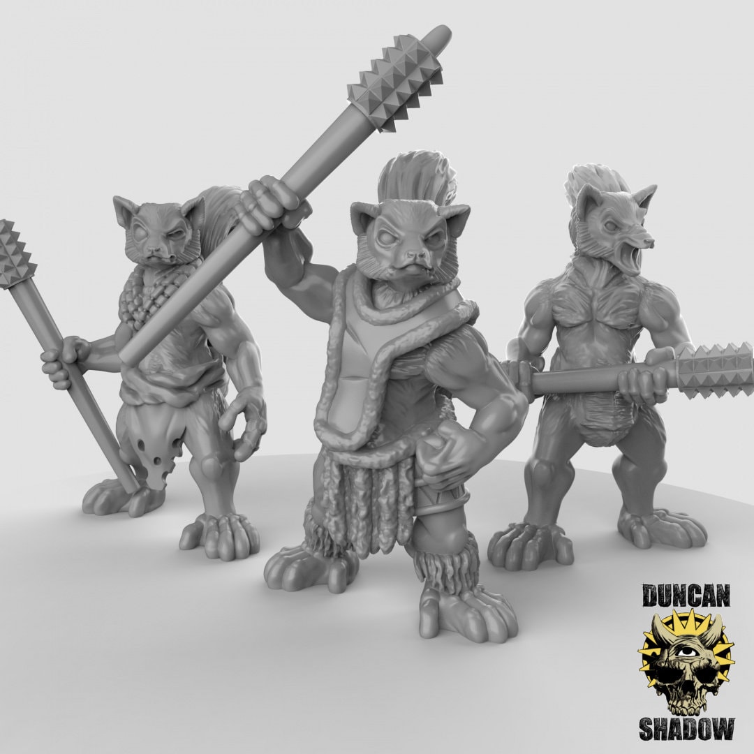Leema / Cat-folk Set 2 With Spears by Duncan Shadow Dnd, Dungeon and ...