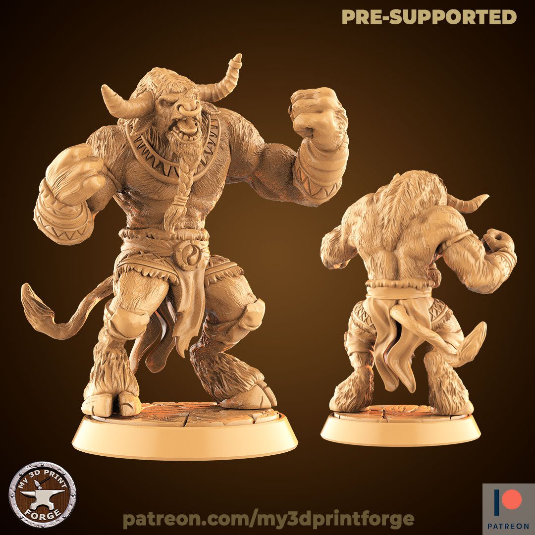 Tauren Minotaur Miniature | 28mm-32mm | Resin 3D Printed Minotaur | D&D ...
