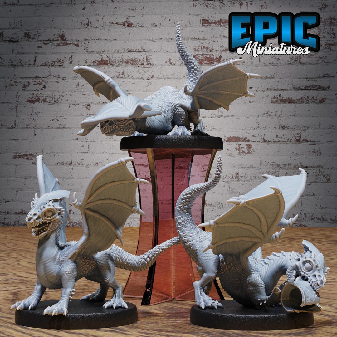 Baby White Dragon Miniature | 28mm Scale Icy Dragon Hatchling for Dnd ...
