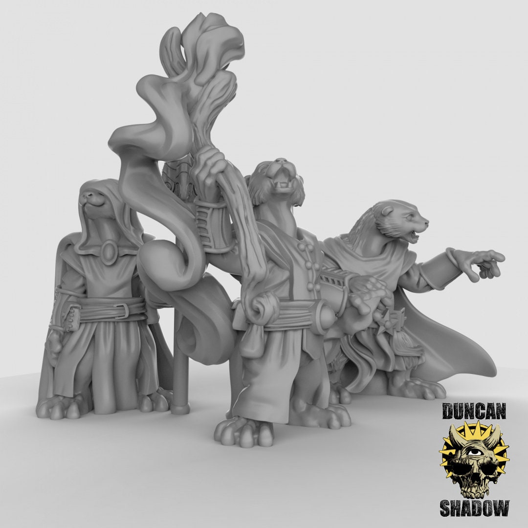 Otterfolk Wizard Miniature Set | 28mm-32mm | 3D Printed Resin Otterfolk ...