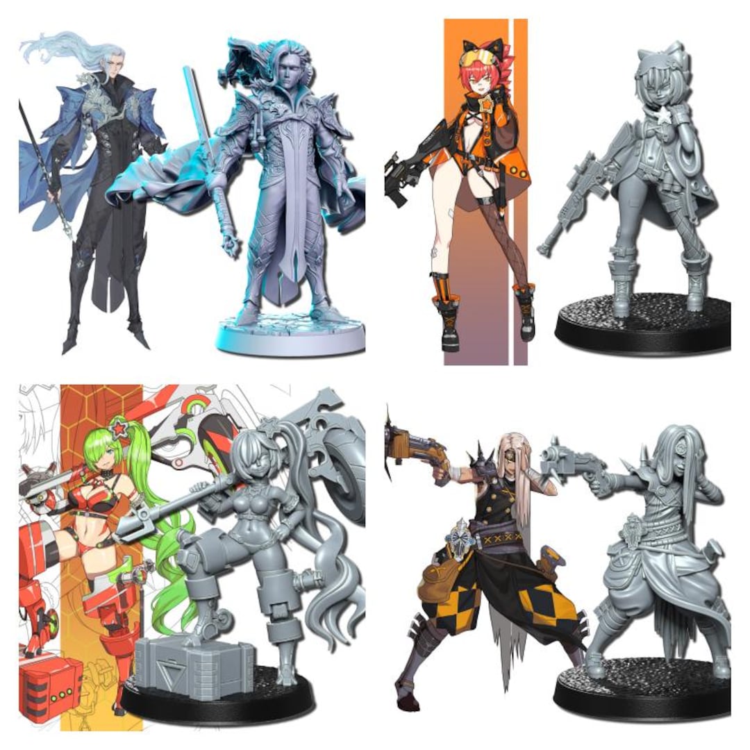 Cyberpunk Gunslinger Miniature Pack | 28/32mm Tech Fighters | Sci-fi ...
