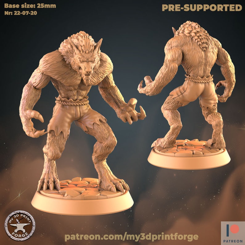 Werewolf Steampunk Miniature | 28mm-32mm | Resin 3D Printed Lycanthrope ...