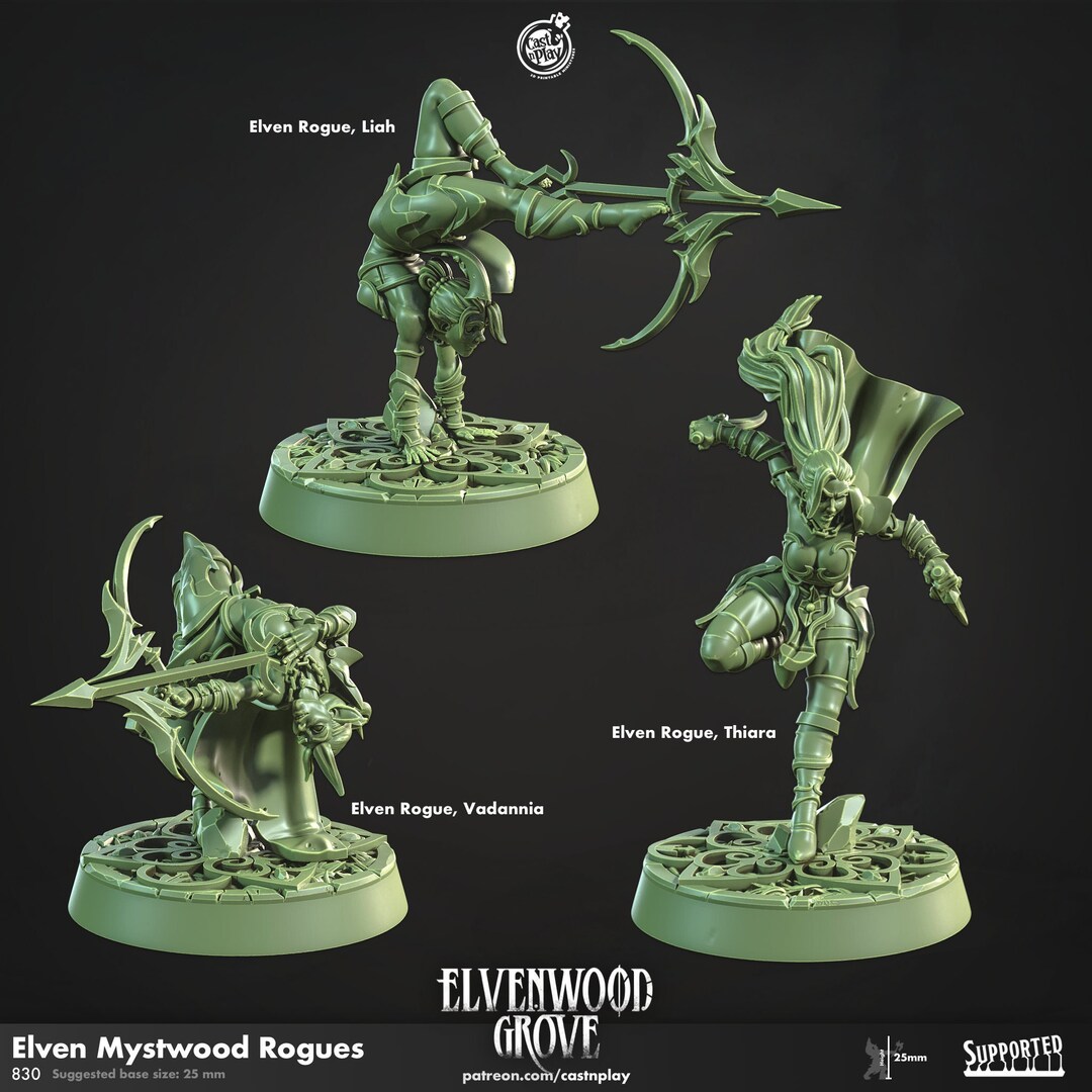 Elven Mystwood Rogues Miniatures | 28mm-32mm | 3D Printed Resin Elven ...