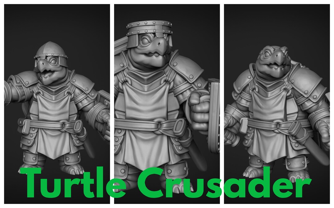 Turtlefolk Paladin Miniature | 28mm-32mm | Resin 3D Printed Crusader ...