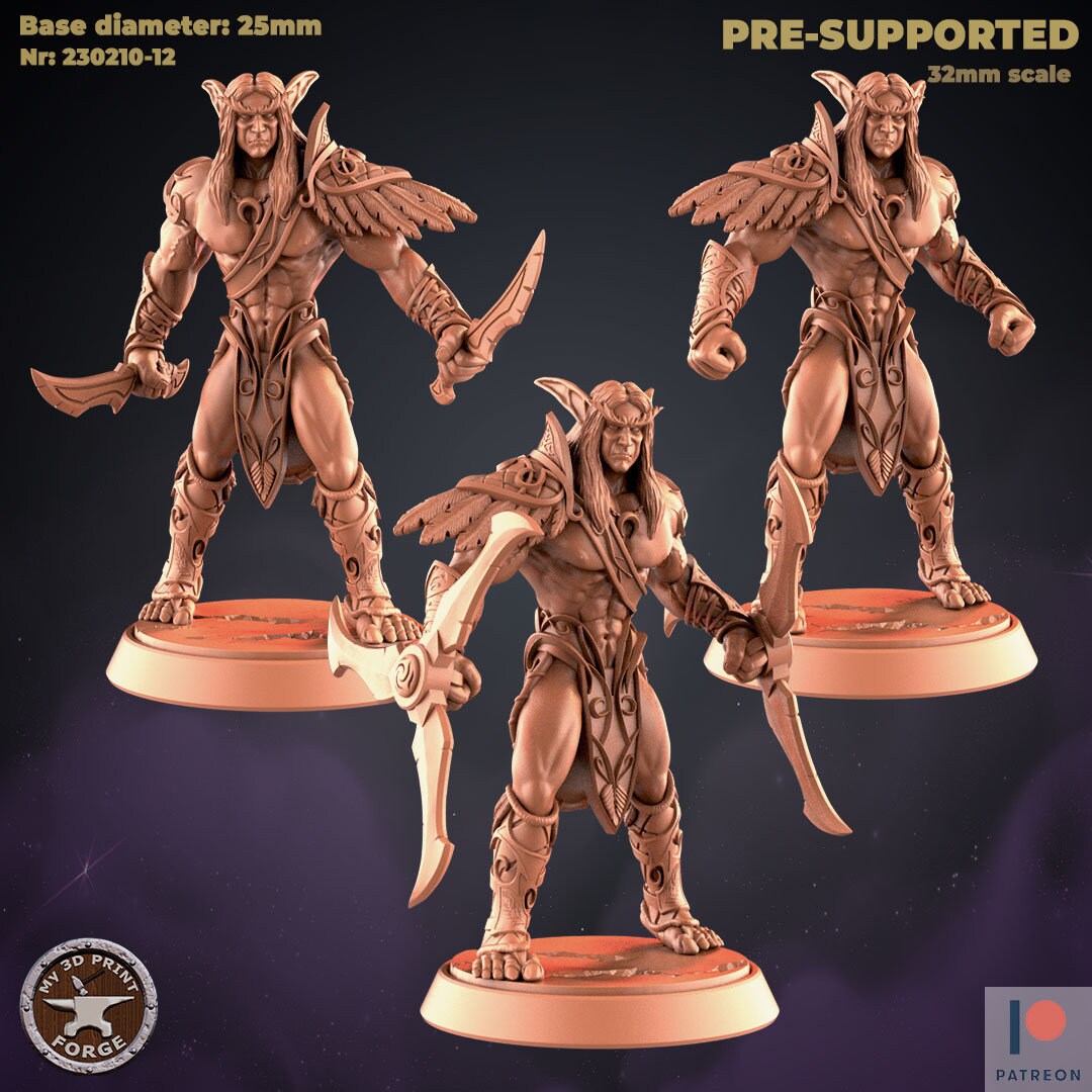 Male Elf Sentinel Miniature | 28mm-32mm | Resin 3D Printed Elf Guard ...