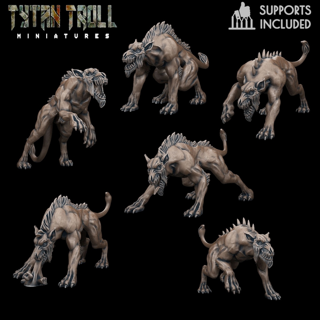 28/32mm, Hellhound Pack, Large Miniatures, Tytantroll Minitures ...