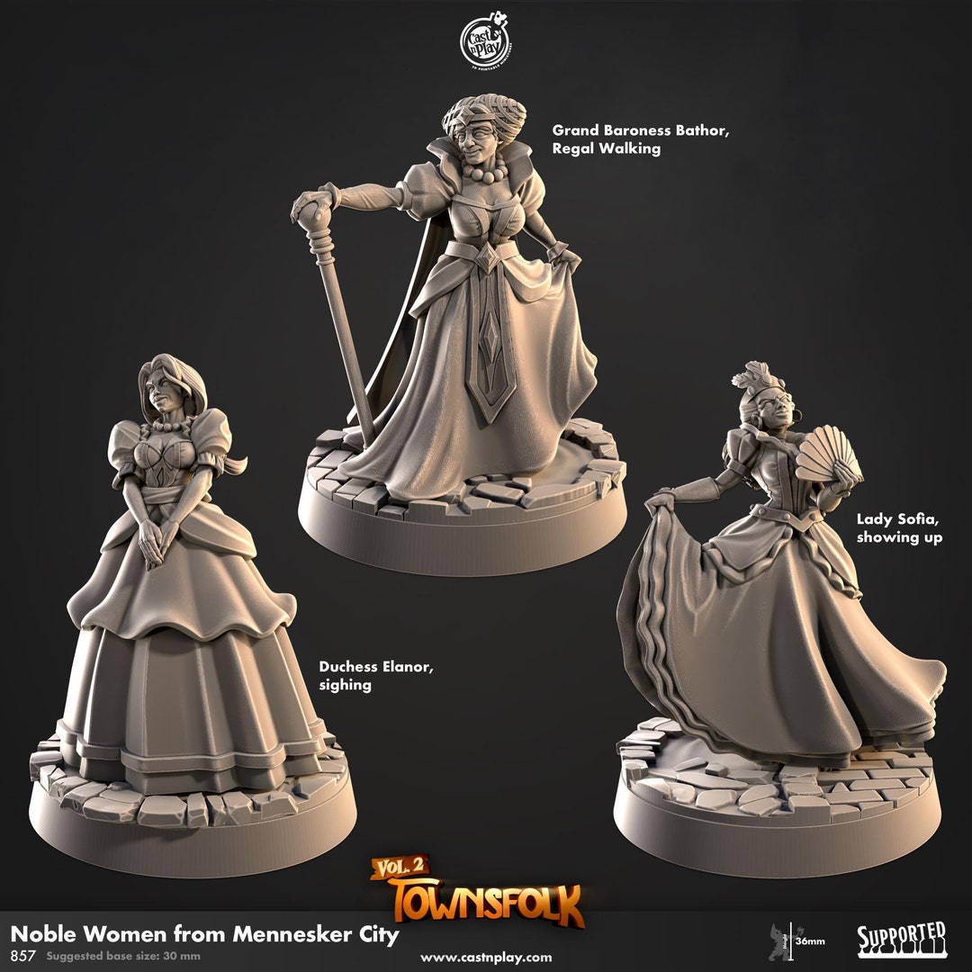Noble Women Miniatures | 28mm-32mm | 3D Printed Resin Princess / Queen ...