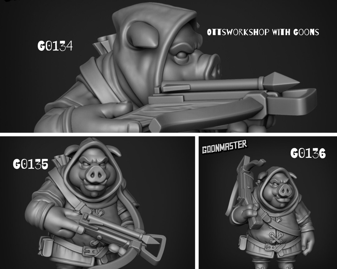 Pigfolk Crossbowmen Miniature Set for Dungeons and Dragons - Unpainted ...