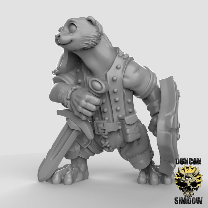 Otterfolk Fighter Miniature Set, Dnd Tabletop RPG, Duncan Shadow Design ...