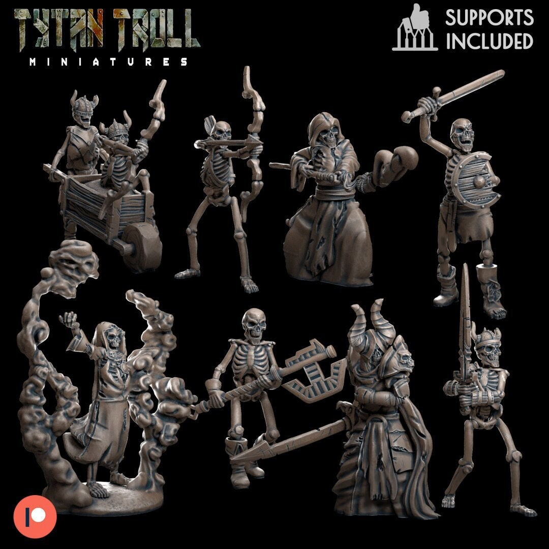 28/32mm, the Wizard Skeleton Bundle , Medium Miniatures, Tytantroll ...