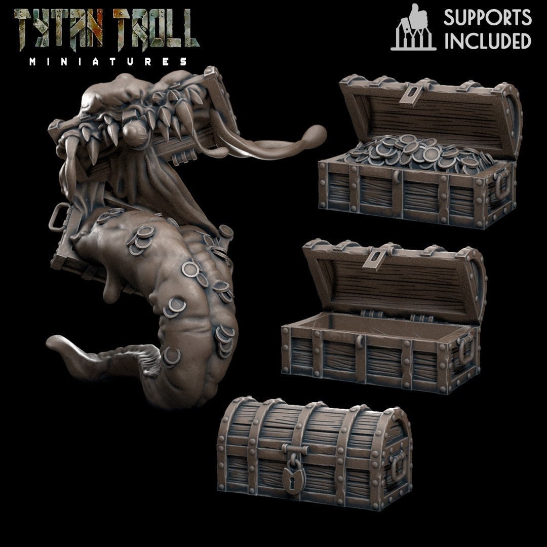 Chest Mimic Miniature | 28mm-32mm | Resin 3D Printed Mimic Chest ...