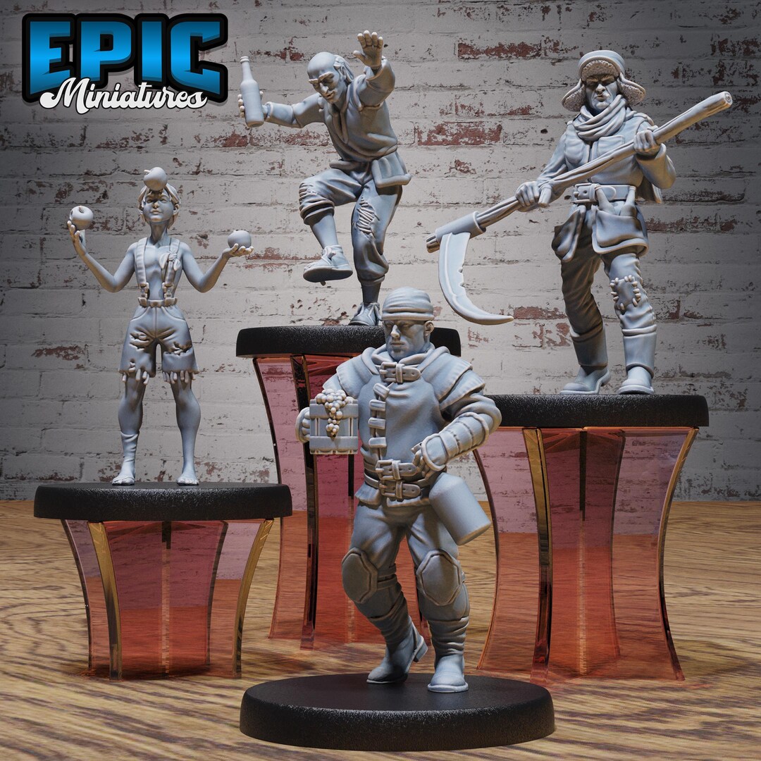 Human Villager NPC Miniature Set | 28mm-32mm | 3D Printed Resin Tavern ...