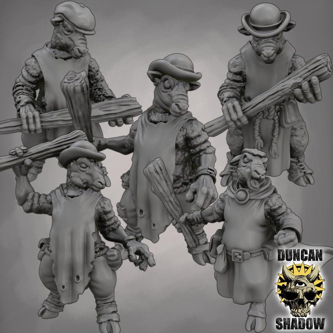 Sheep-folk Warriors With Clubs | 28/32mm Dnd Animal-folk Miniatures for ...