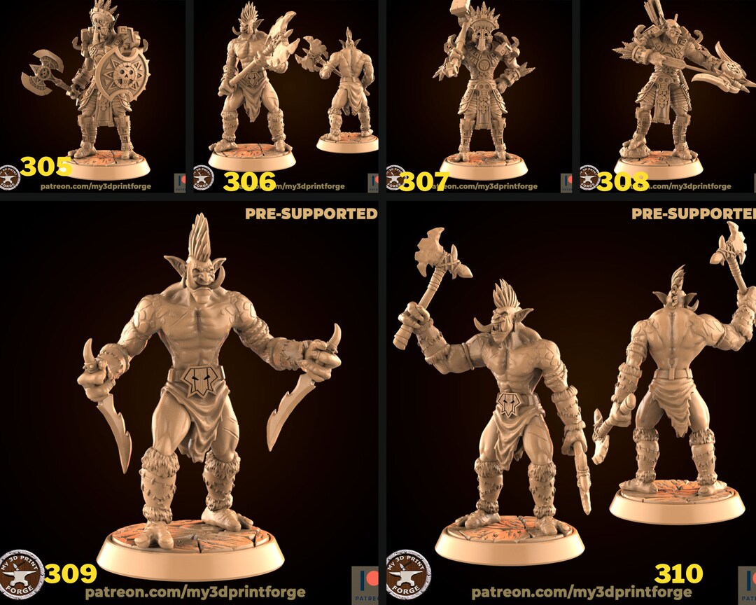 Troll Tribe Miniatures Set 3 by My3dprintforge Dnd Dungeon - Etsy