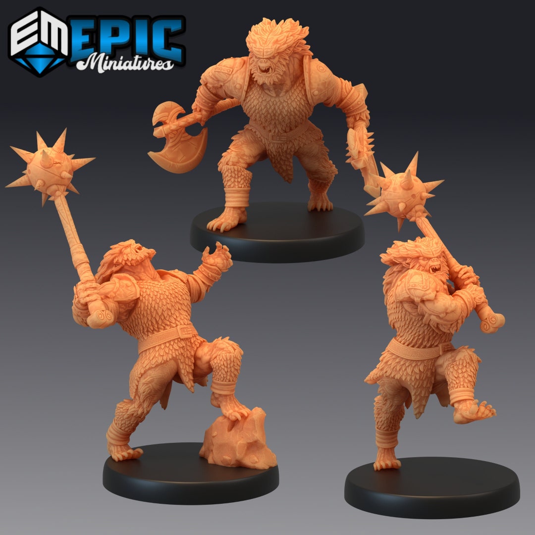 Bugbear Warrior 2218-2220 , Medium Miniature, Epic Miniature, Dungeon ...