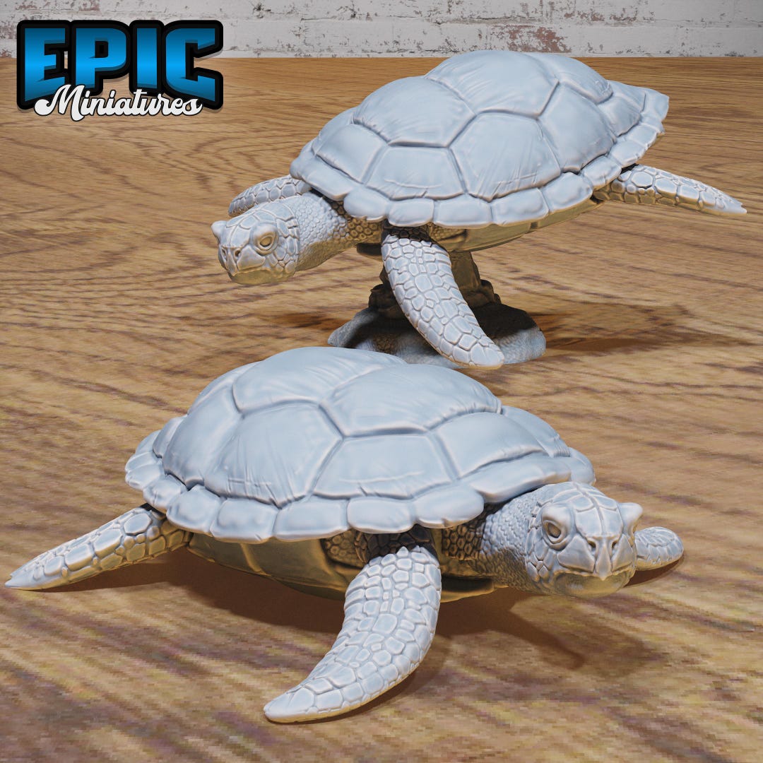 Sea Turtle Miniature | 28mm & 32mm Scale Majestic Aquatic Creature for ...