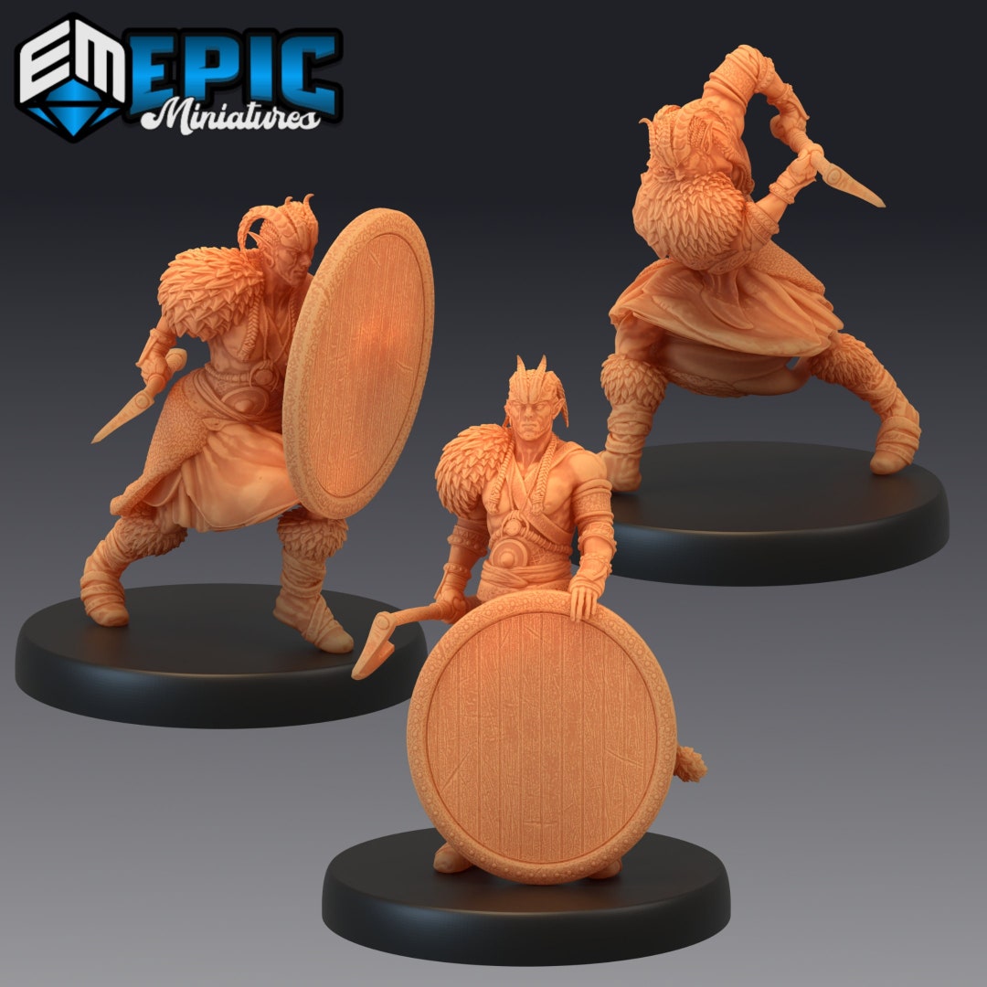 Barbarian Folk Miniature Set | 28mm-32mm | 3D Printed Resin Barbarian ...