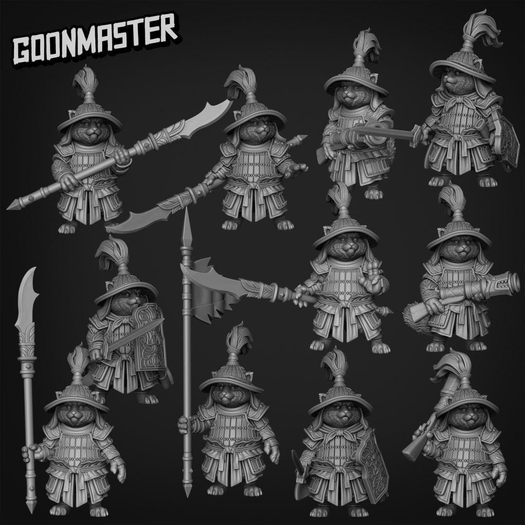 Red Panda Squad With Hats ,goon Master, Medium Miniature, Dungeon and ...