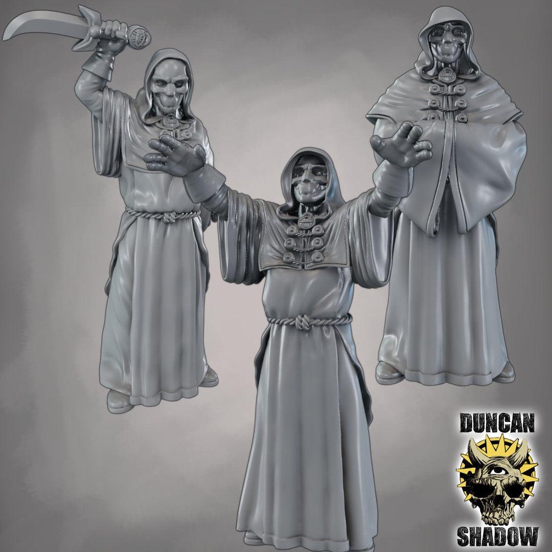 Cultists Miniature Set | Unpainted Resin Figurine, Tabletop RPG - Etsy
