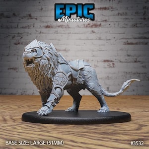 Lion Miniature | 28mm Scale Regal Beast for Dnd, Pathfinder, Tabletop ...
