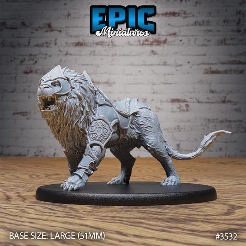 Lion Miniature | 28mm-32mm | Resin 3D Printed Lion | D&D / Pathfinder ...