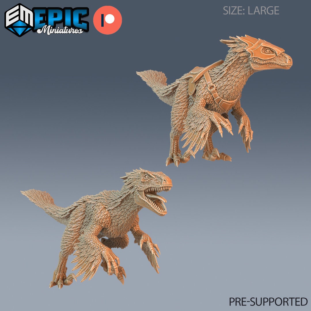 Raptor Set 2 Miniature, Large Dino, Epic Miniature, Dungeon and Dragons ...