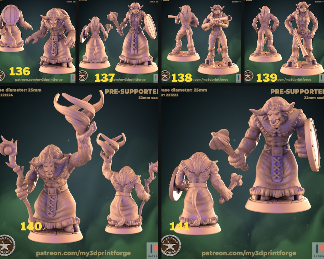 Tauren, Cow-folk , by My3dprintforge Dnd, Dungeon and Dragon Mini ...