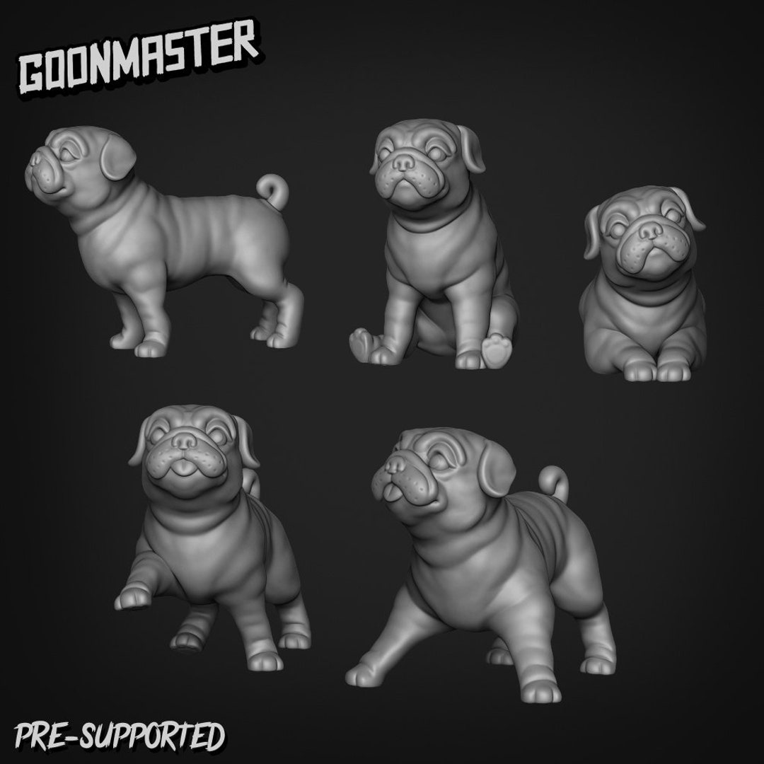 Pug Familiar, by Goons Dnd, Dungeon and Dragon Mini, Tabletop Miniature ...