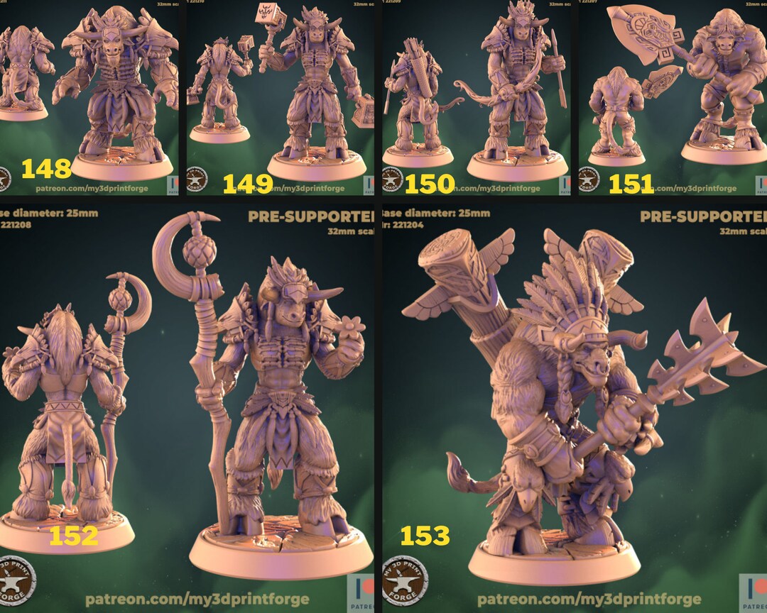 Tauren, Cow-folk Set 3 Shamans, by My3dprintforge Dnd, Dungeon and ...