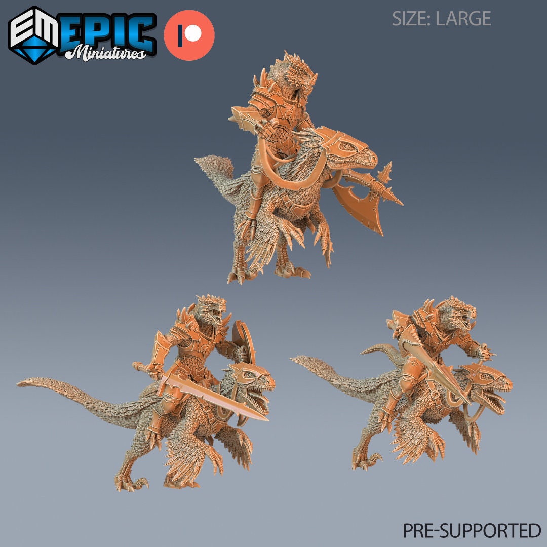 Dragonborn Raptor Riders, Medium Miniature, Epic Miniature, Dungeon and ...