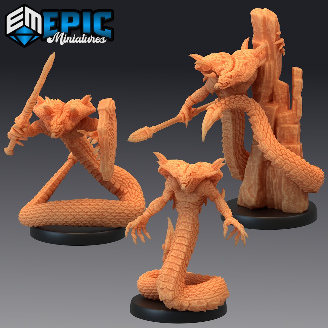 Cobra Folk 2242-2244, Large Miniature, Epic Miniature, Dungeon and ...