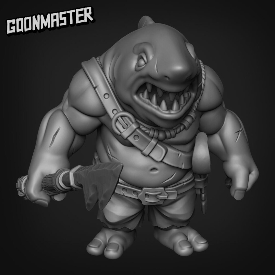 Shark-folk Miniature for 32mm Scale Games - Dungeons and Dragons ...