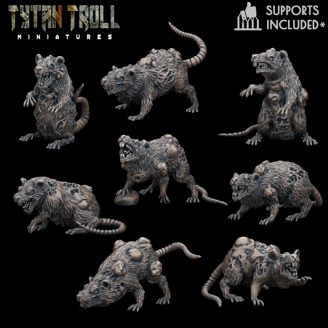 28/32mm, the Giant Plague Rat Bundle, Miniatures, Tytantroll Minitures ...