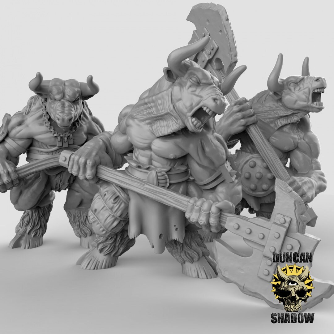 Minotaur Berserker Miniature | 28mm-32mm | 3D Printed Resin Minotaur ...