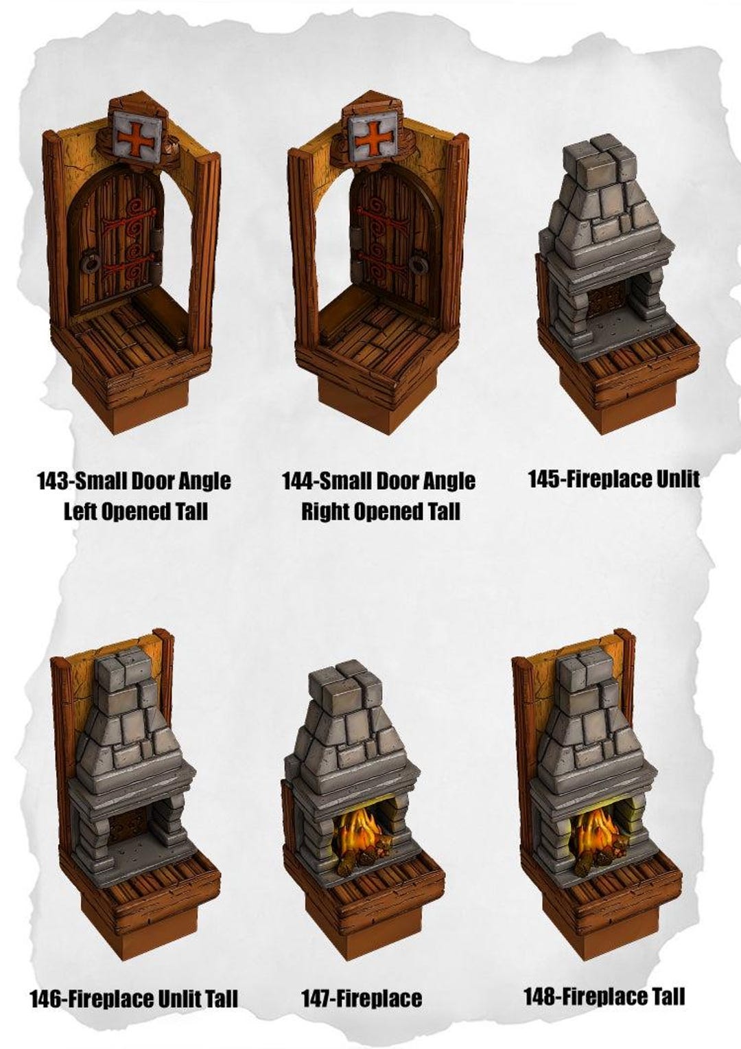 Town Terrain – Doors & Fireplace Pack for Dnd Tiles - Etsy