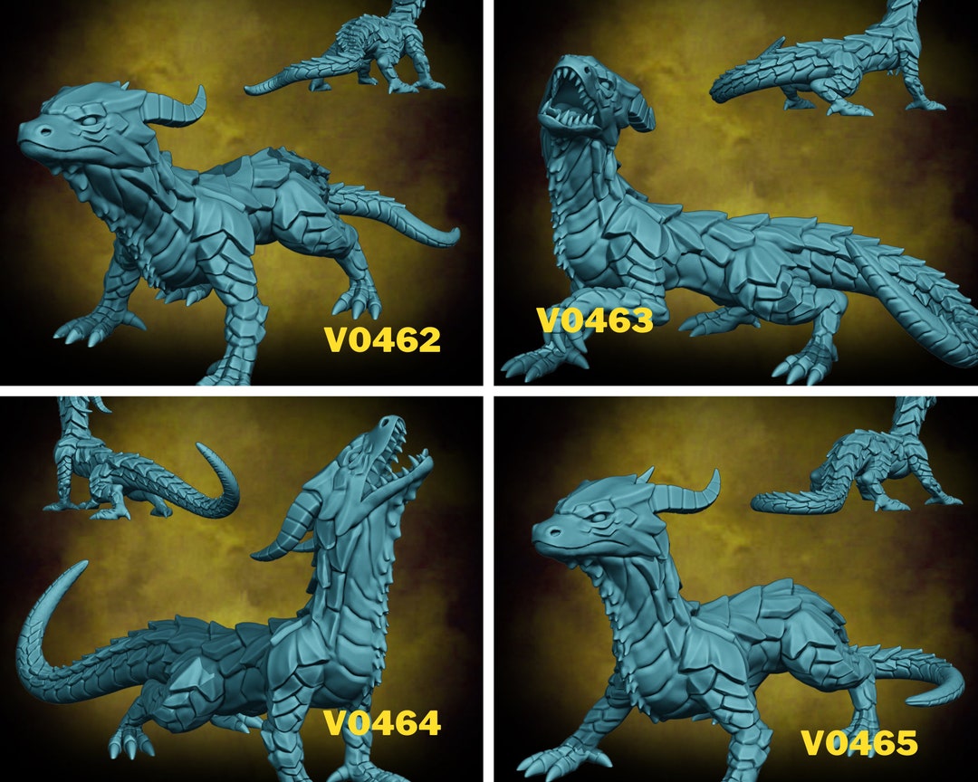 Drake Miniature by Velrock Miniature, Dnd Drake, Tabletop Drake in Both ...