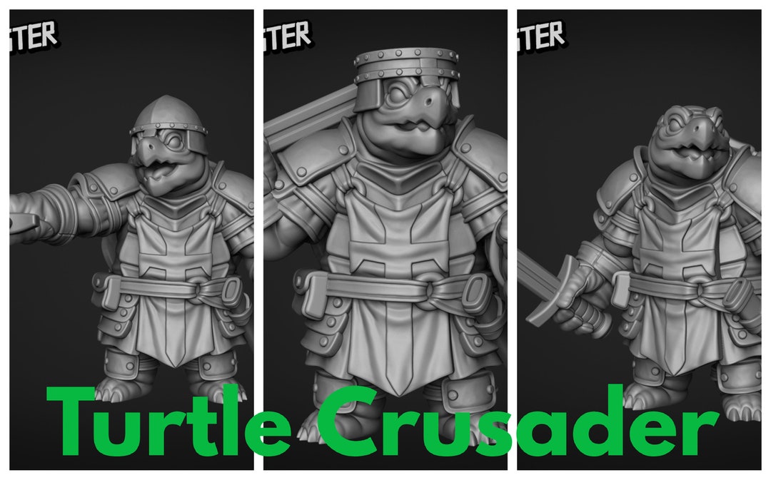 Turtlefolk Paladin Miniature | 28mm-32mm | Resin 3D Printed Crusader ...