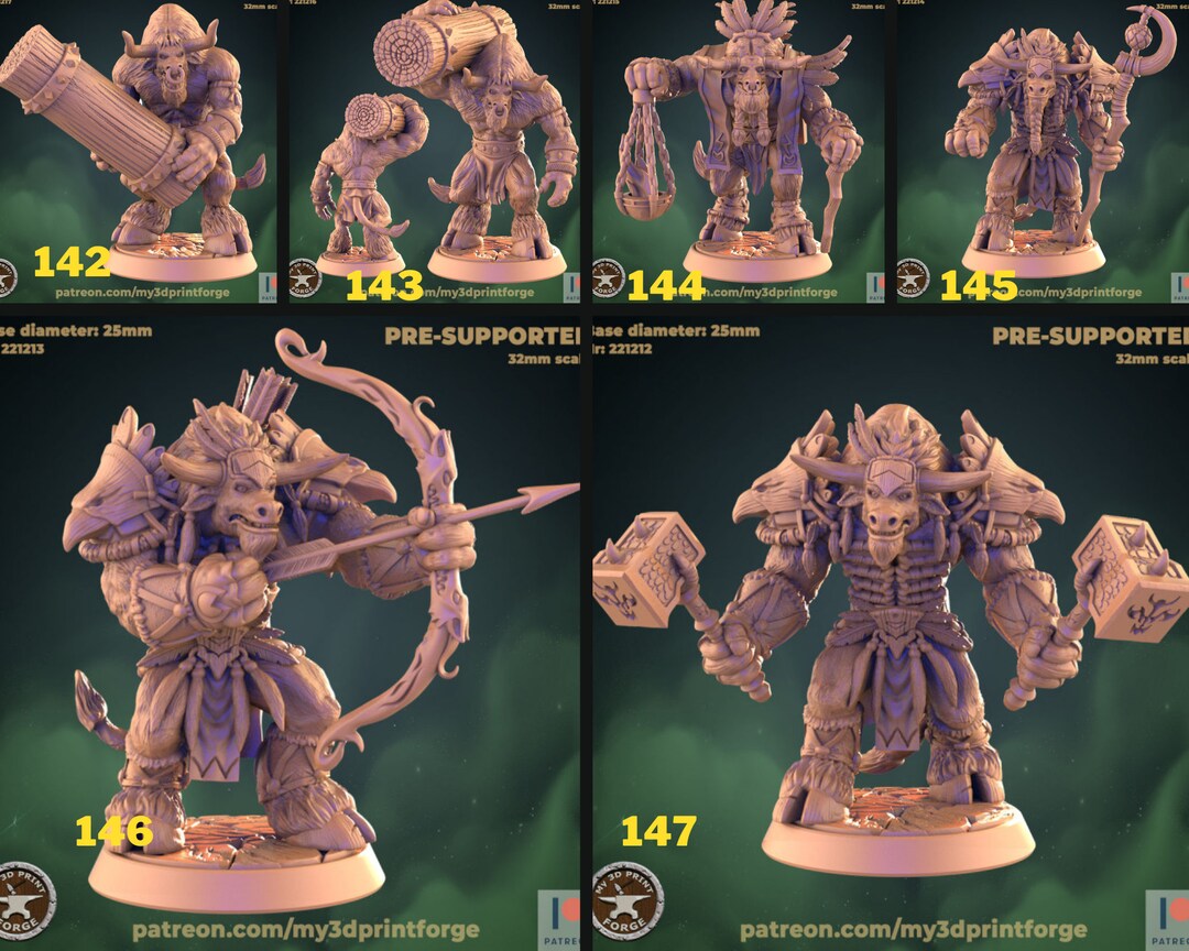 Tauren, Cow-folk Set 2 Shamans, by My3dprintforge Dnd, Dungeon and ...