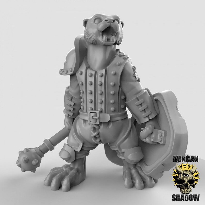 Otterfolk Fighter Miniature Set | 28mm-32mm | 3D Printed Resin ...