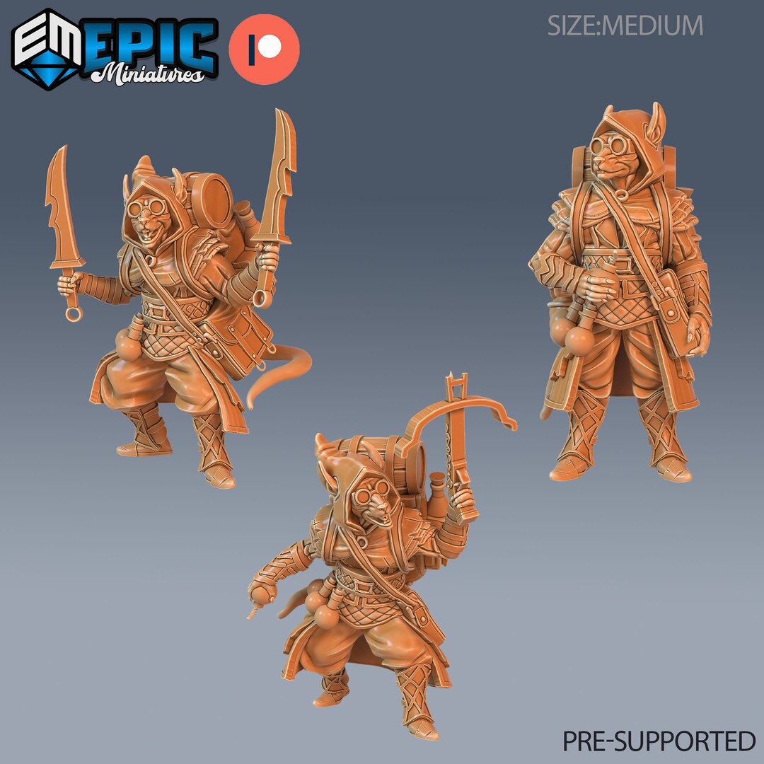 Rat Folk, Medium Miniature, Epic Miniature, Dungeon and Dragons, RPG ...