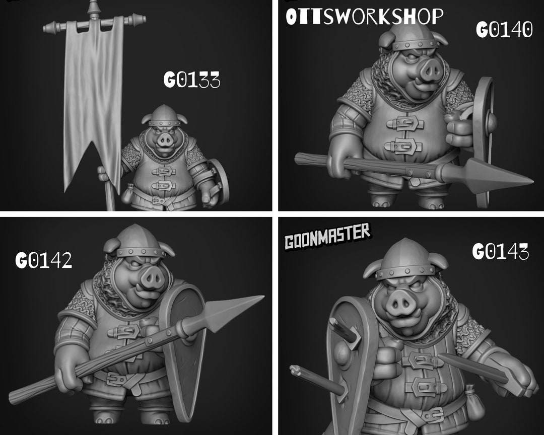 Pigfolk Guards Miniature Set for Dungeons and Dragons - Unpainted Resin ...