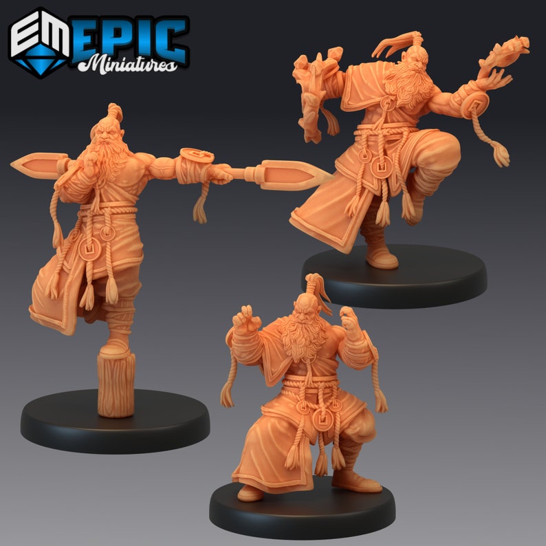 Dwarf Monk Miniature Set | 28mm-32mm | 3D Printed Resin Dwarf Monk ...